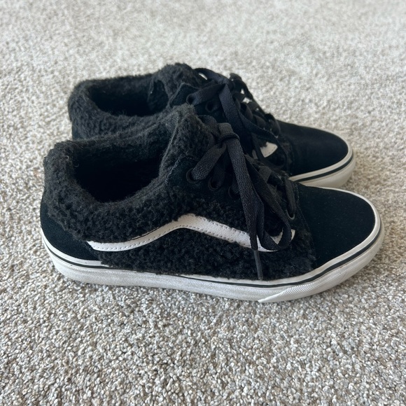 Vans | Shoes | Womens Black And White Fur Lines Vans | Poshmark
